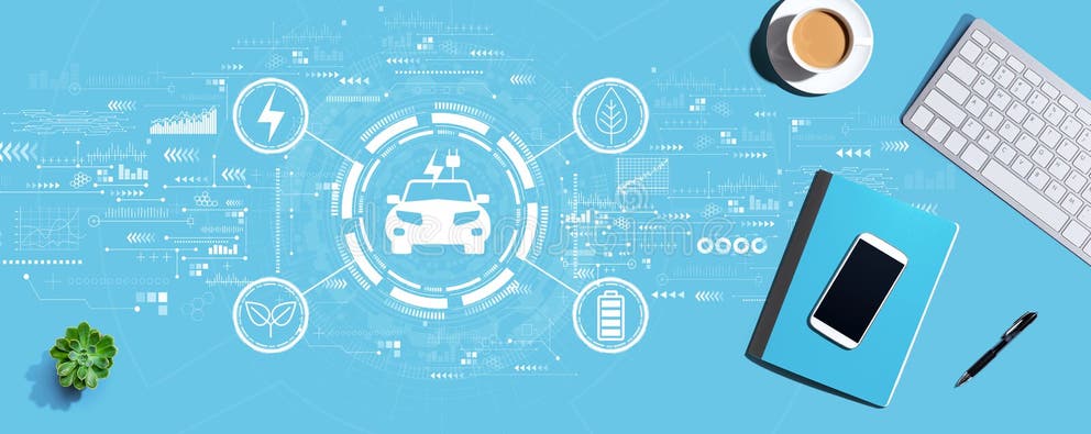 EV Concept with Computer Keyboard and Office Items Stock Image - Image ...