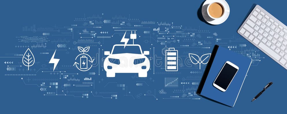 EV Concept with Computer Keyboard and Office Items Stock Illustration ...