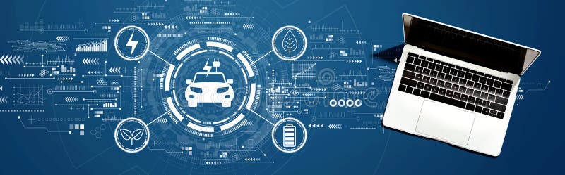 EV Concept with a Laptop Computer Stock Image - Image of future ...