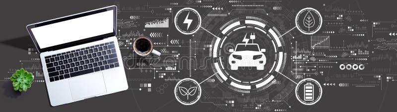 EV Concept with a Laptop Computer Stock Image - Image of ecology ...