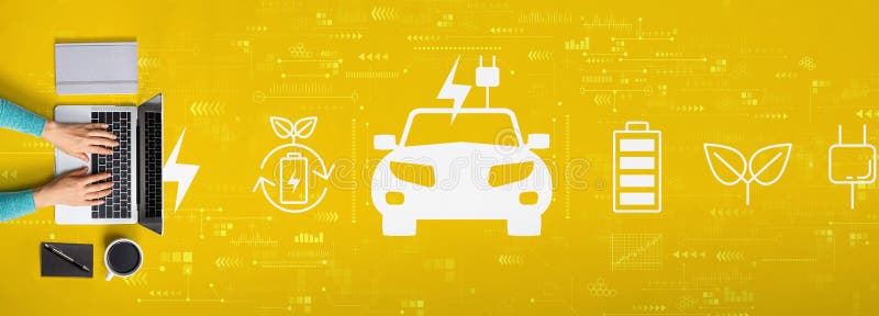 EV Concept with Person Using a Laptop Stock Photo - Image of ...