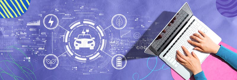 EV Concept with Person Using a Laptop Stock Image - Image of future ...