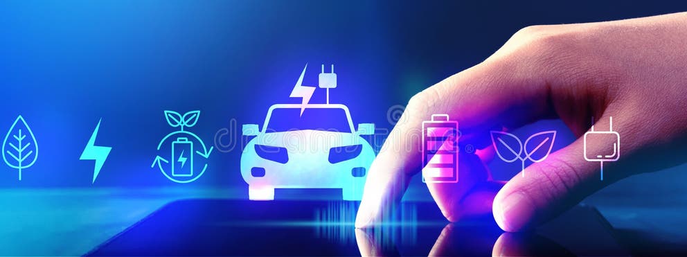 EV Concept with Tablet Computer Stock Photo - Image of digital, point ...