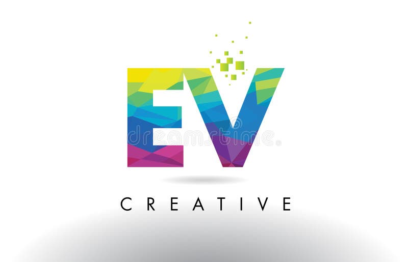 EV E V Colorful Letter Origami Triangles Design Vector. Stock Vector ...