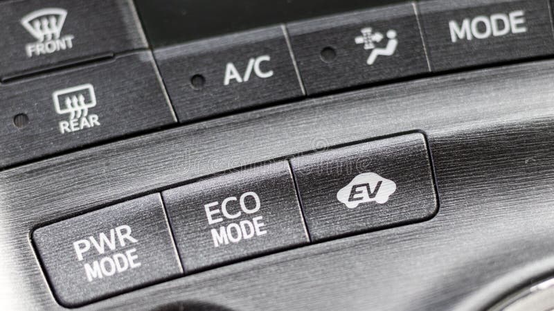EV, Eco Mode and Power Mode of a Hybrid Car Stock Photo - Image of ...