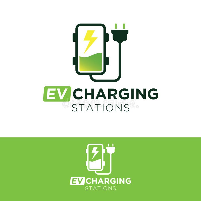 EV Electric Charging Logo Design Template Stock Vector - Illustration ...