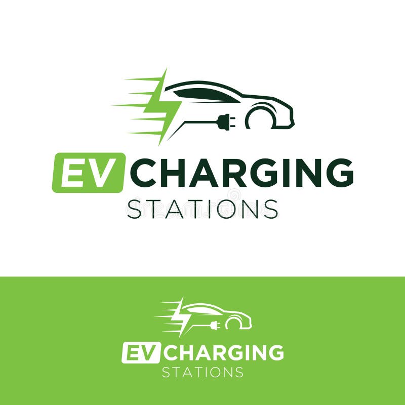 EV Electric Charging Logo Design Template Stock Vector - Illustration ...