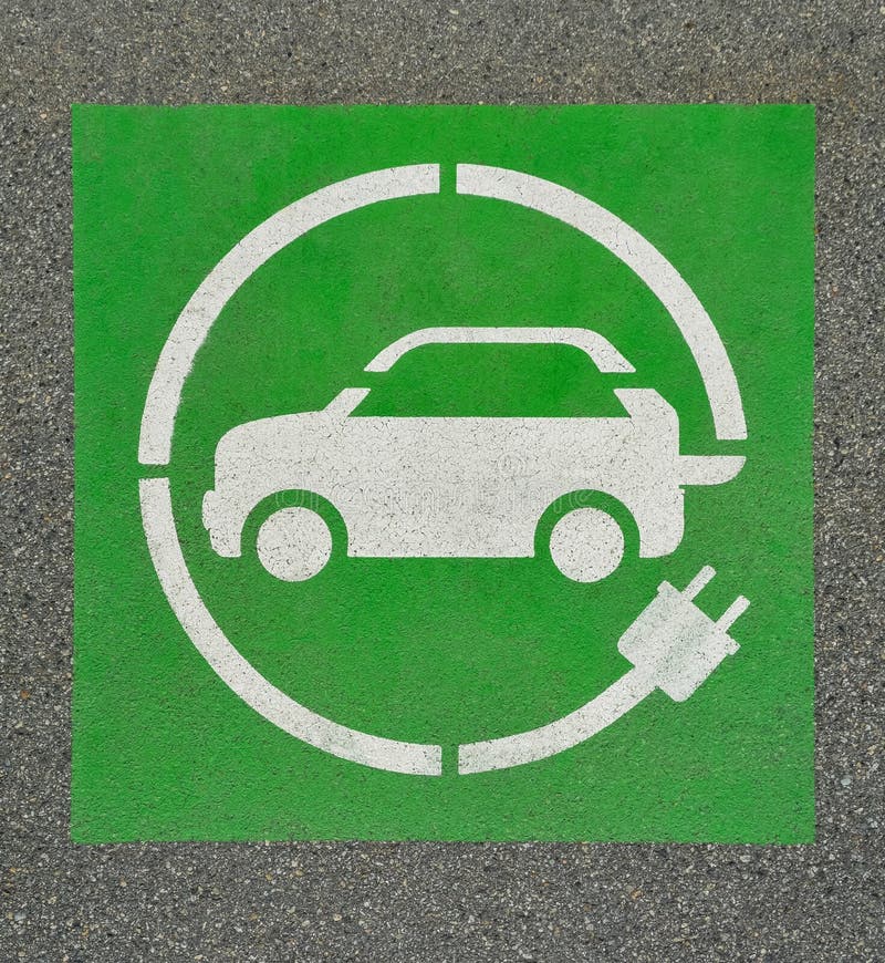 Ev Electric Vehicle Charging Station Sign Asphalt E Background Stock ...
