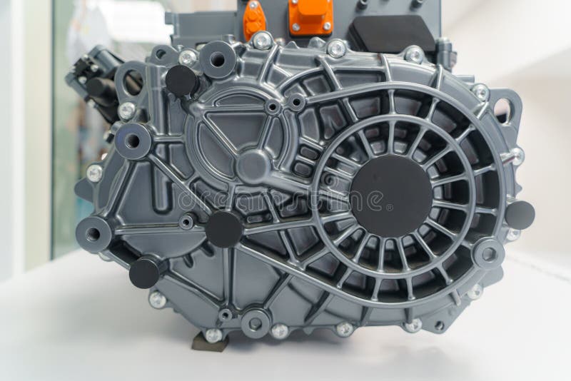 EV Engine Motor Under the Hood of an Electric Vehicle Stock Photo ...