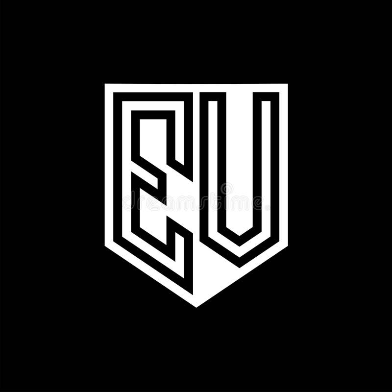 EV Logo Monogram Shield Geometric Black Line Inside White Shield Color ...