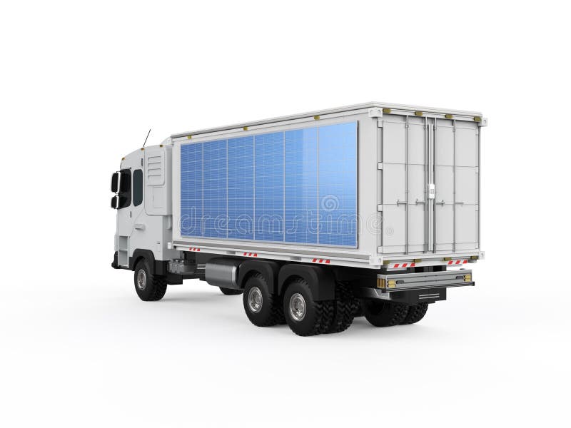 Ev Logistic Trailer Truck with Solar Panel Stock Illustration ...
