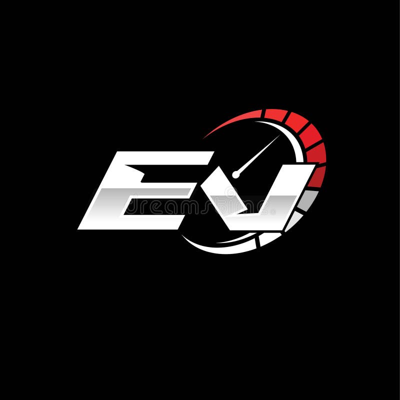EV Logo Letter Speed Meter Racing Style Stock Vector - Illustration of ...