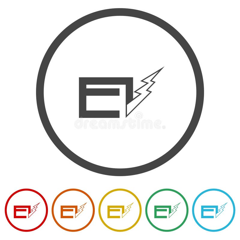 EV Logo. Set Icons in Color Circle Buttons Stock Vector - Illustration ...