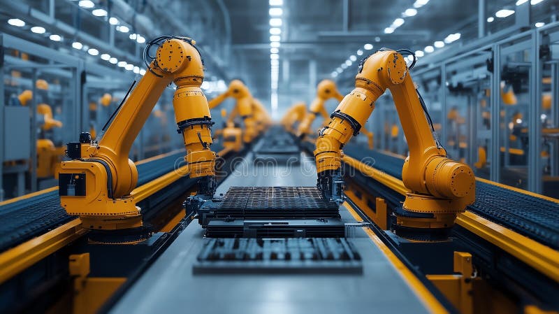 EV Production Line in Advanced Automated Factory, High-Tech ...