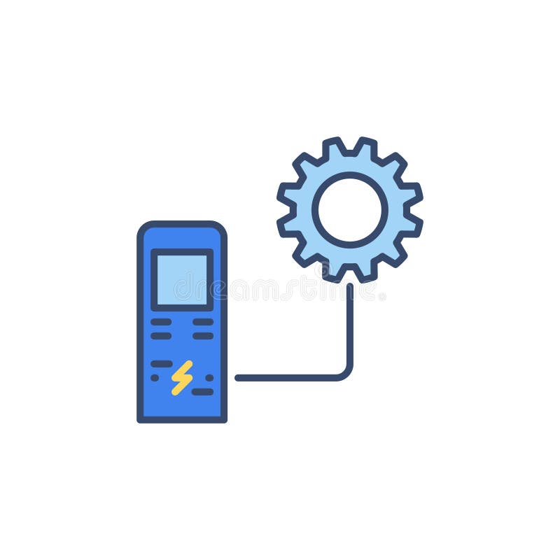 EV Recharging Point with Cog Wheel Vector Colored Icon Stock Vector ...