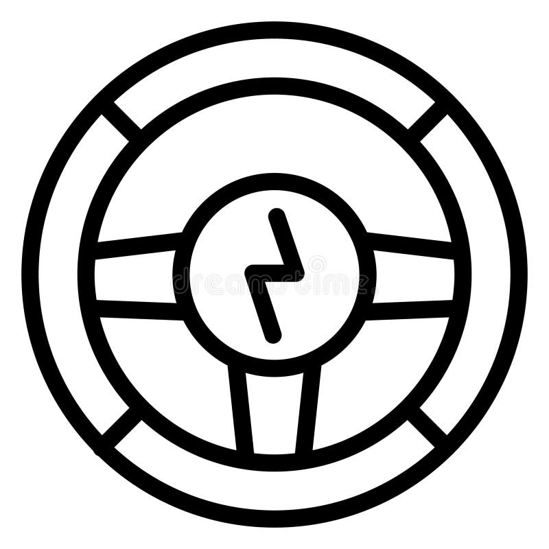 EV Steering Wheel Line Icon, Car Driving Control Concept. Vector ...