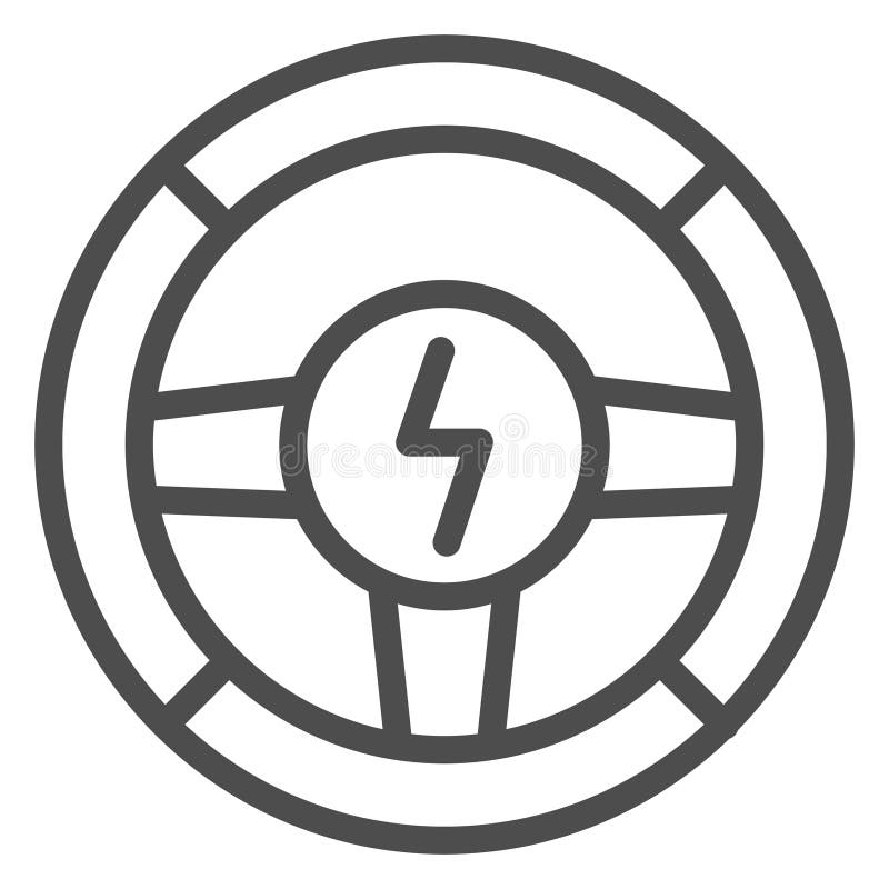 EV Steering Wheel Line Icon, Car Driving Control Concept. Vector ...