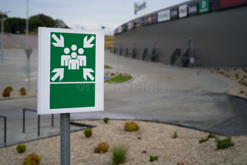 EVACUATION ASSEMBLY POINT stock photo. Image of rescue - 290815648