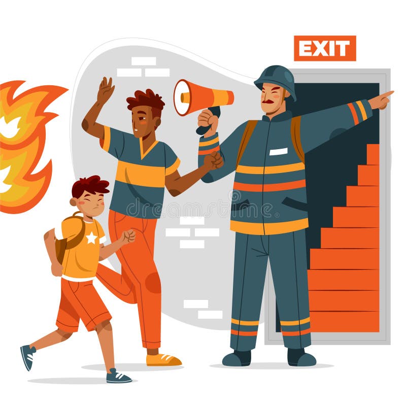 Evacuation Hand Drawn Cartoon Composition Stock Illustration ...