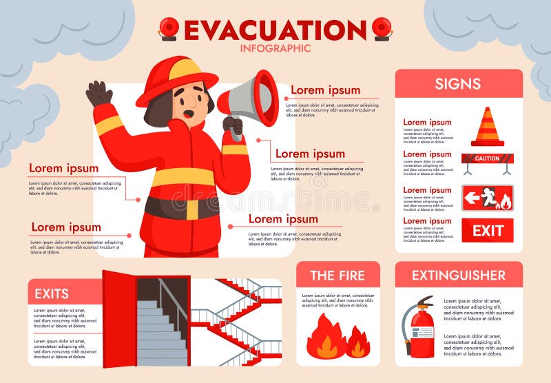 Evacuation Infographics in Flat Design Stock Illustration ...