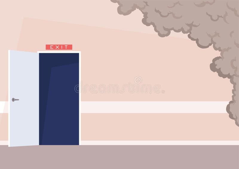 Evacuation from Office Fire Flat Color Vector Illustration Stock Vector ...