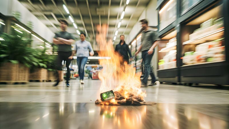 Evacuation Passengers at the Airport Running, Fire and Smoke on the ...