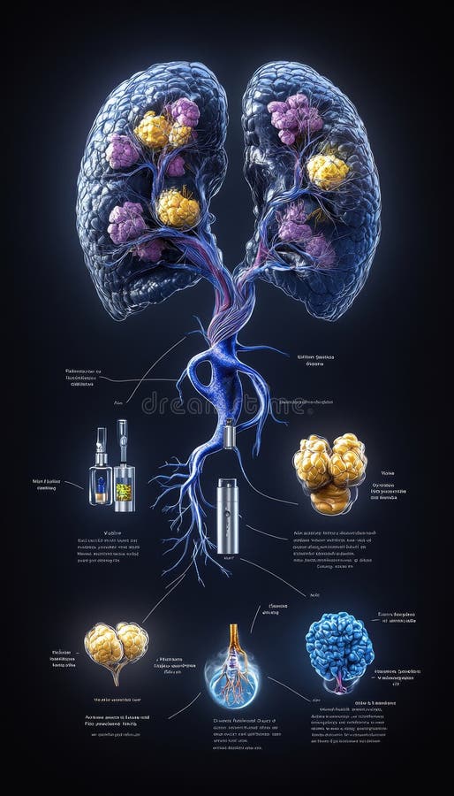 EVALI Lung Disease Detailed Anatomical Illustration of Inflammatory ...
