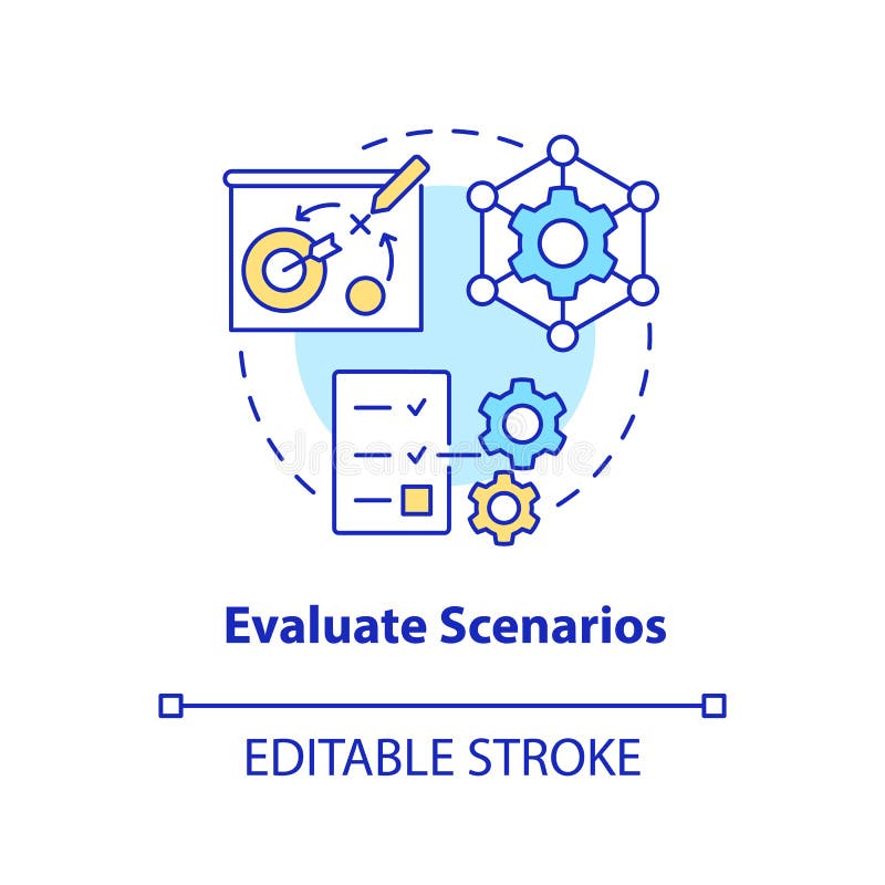 Evaluate Scenarios Concept Icon Stock Vector - Illustration of outline ... Evaluate Scenarios Concept Icon Stock Vector - Illustration of outline ...