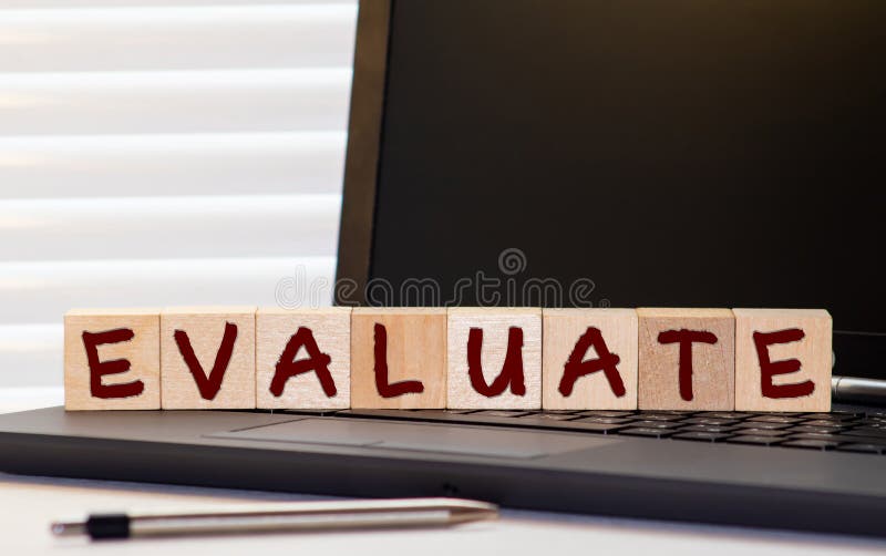 EVALUATE Word Made with Building Blocks Stock Image - Image of ...