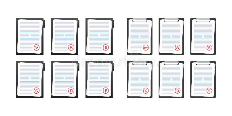 Card Clipboard Assessment Grades Stock Illustrations – 4 Card Clipboard ...