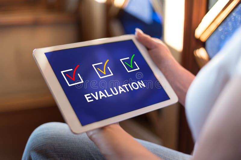 Evaluation Concept on a Tablet Stock Image - Image of check, vote ...