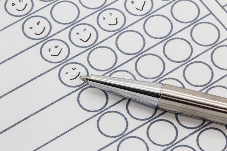 Evaluation Paper with Hand Drawn Smileys Stock Photo - Image of draw ...