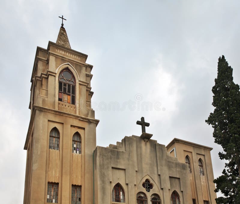 Evangelical Episcopal Church of St. John in Haifa Stock Photo - Image ...