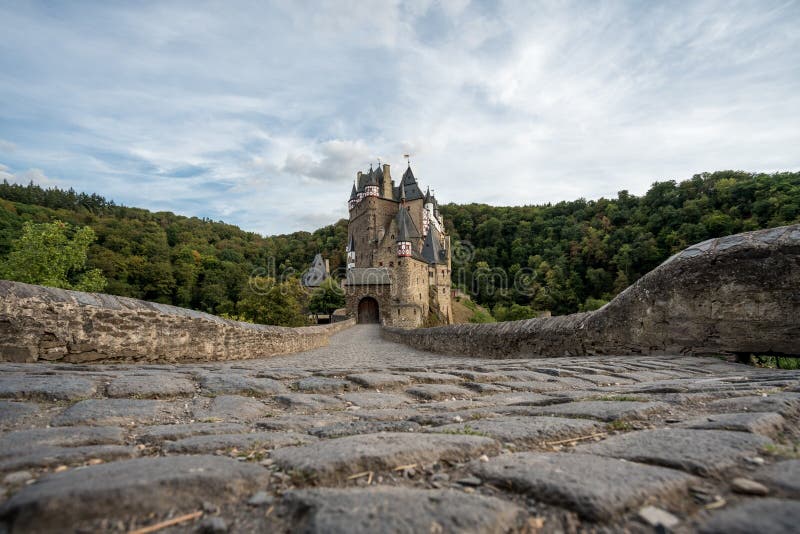 Ghostly Eltz Castle stock photo. Image of forest, night - 123701918