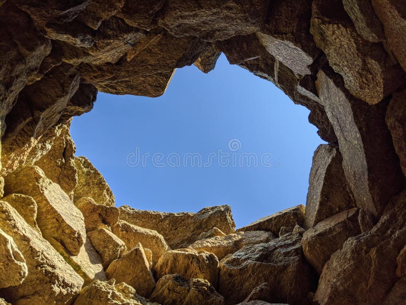 Even at the Bottom of the Hole the Blue Sky is Present Stock Photo ...