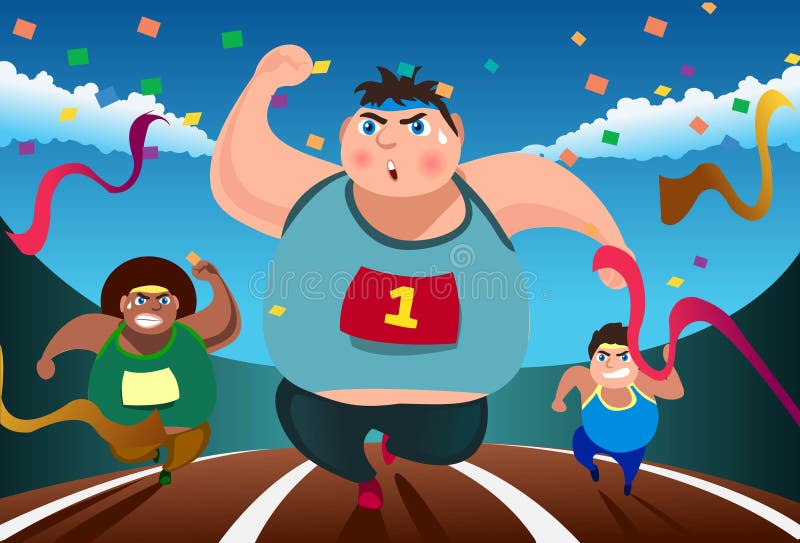 Fat Man Running Cartoon