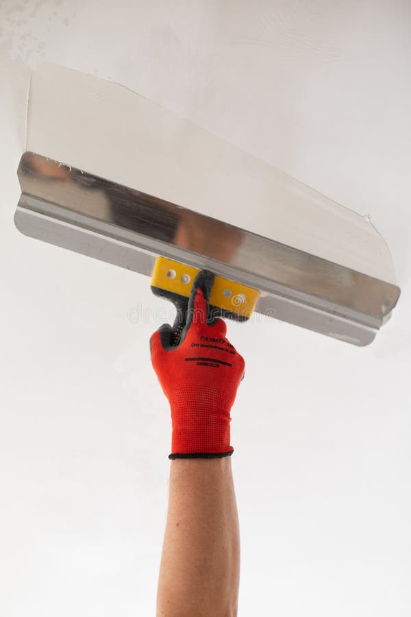 An Even Layer of Putty on the Wall for Leveling Stock Image - Image of ...