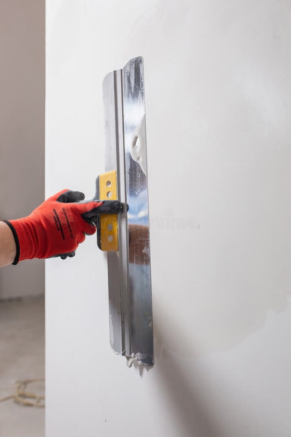 An Even Layer of Putty on the Wall for Leveling Stock Photo - Image of ...