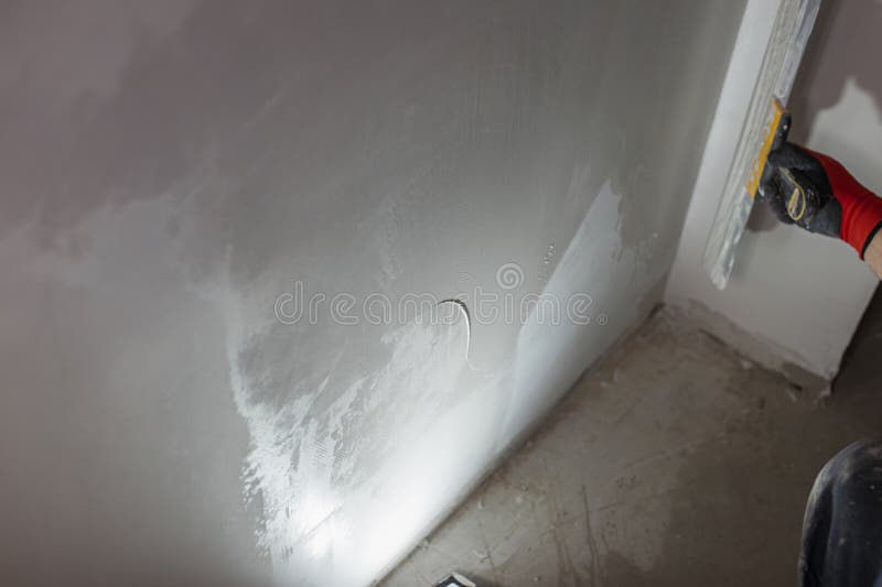 An Even Layer of Putty on the Wall for Leveling Stock Photo - Image of ...