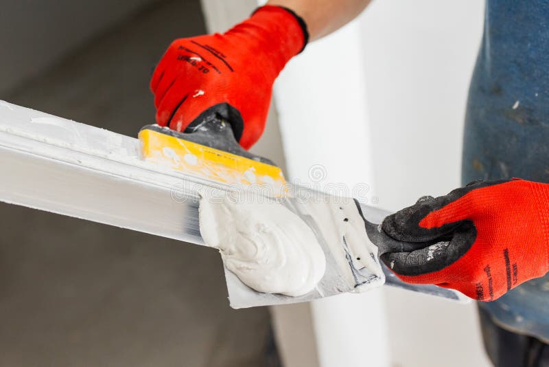 An Even Layer of Putty on the Wall for Leveling Stock Photo - Image of ...