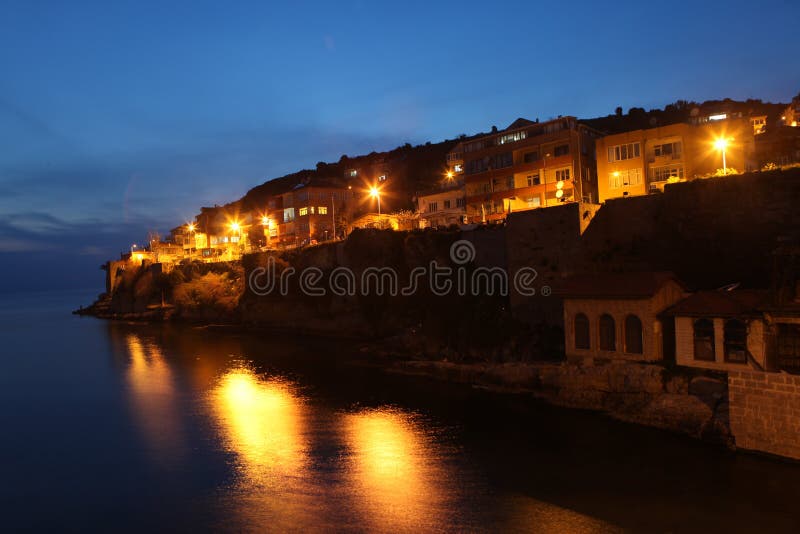 Evening in Amasra, Turkey stock image. Image of cars - 40273815