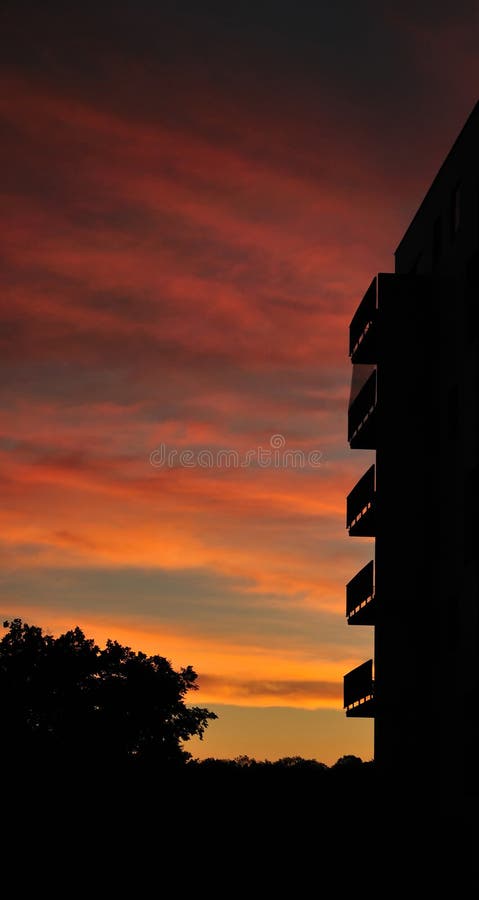 Apartment Building Silhouette during Sunset Stock Image - Image of ...