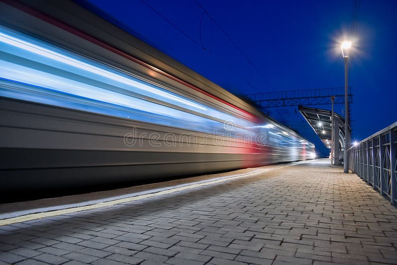 Evening Arrival of the Train on an Empty Platform Stock Photo - Image ...