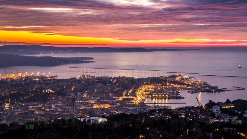 Evening in the Bay of Trieste Stock Photo - Image of landscape, europe ...