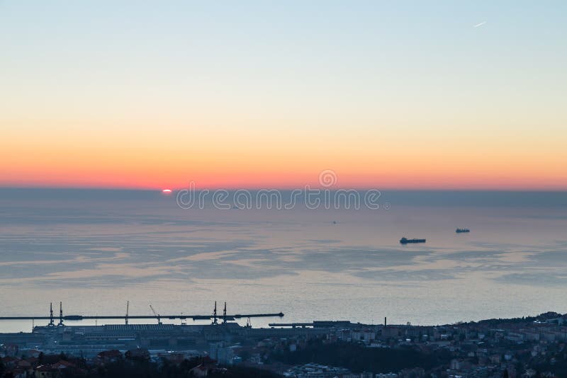 Evening in the Bay of Trieste Stock Image - Image of italy, road: 58756897