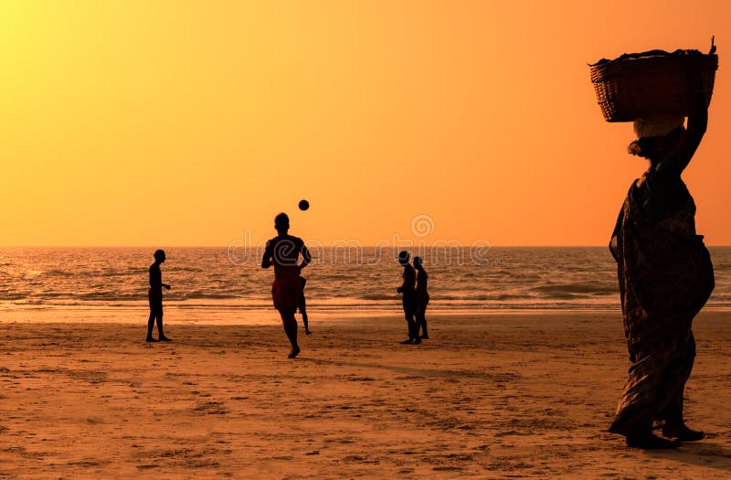 Evening on the Beach of Goa Editorial Stock Image - Image of sunset ...
