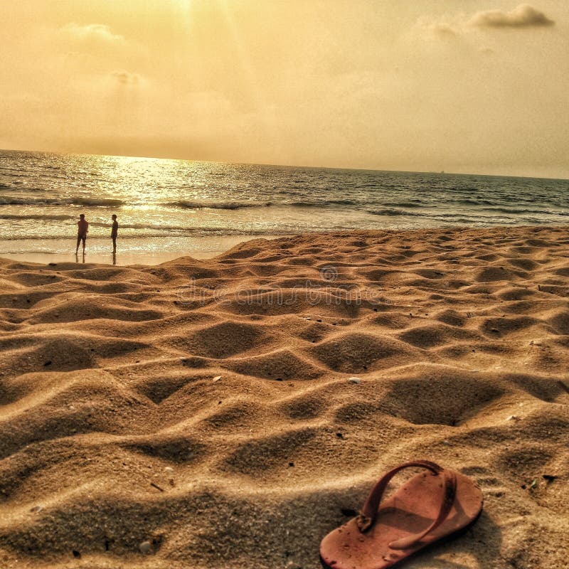 Evening Beach Scene in Indian Southern Coast Stock Image - Image of ...