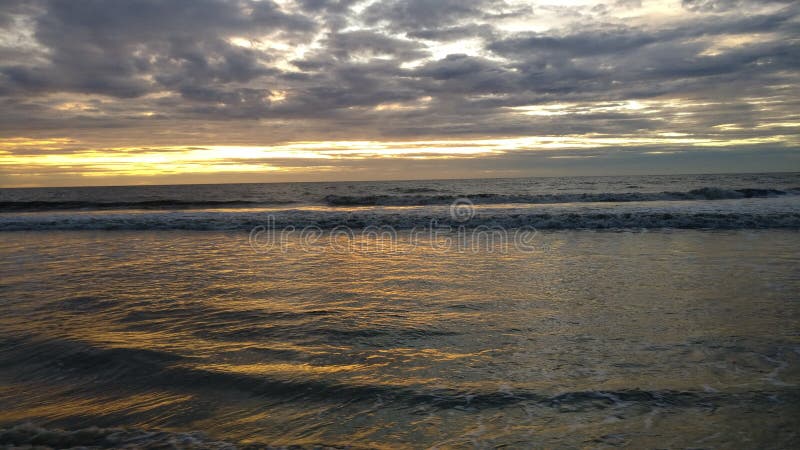 Evening Beach Sunset with Rainy Weather Stock Image - Image of weather ...