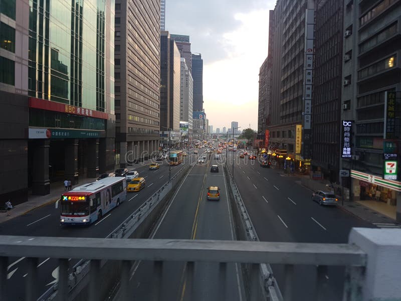 Evening in a Big City of Taiwan Editorial Photography - Image of road ...