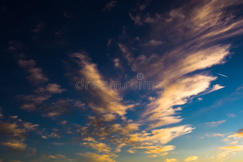 Evening Blue Sky Background with Beautiful Clouds Stock Image - Image ...